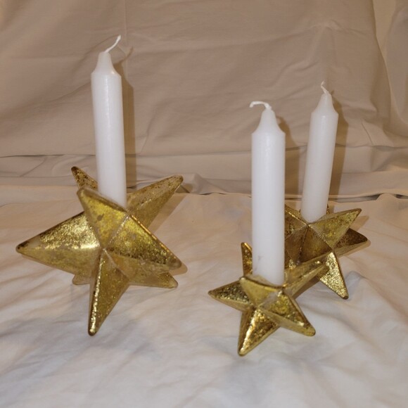 Accents | Glass Star Shaped Candle Holders With Gold Accent Christmas ...